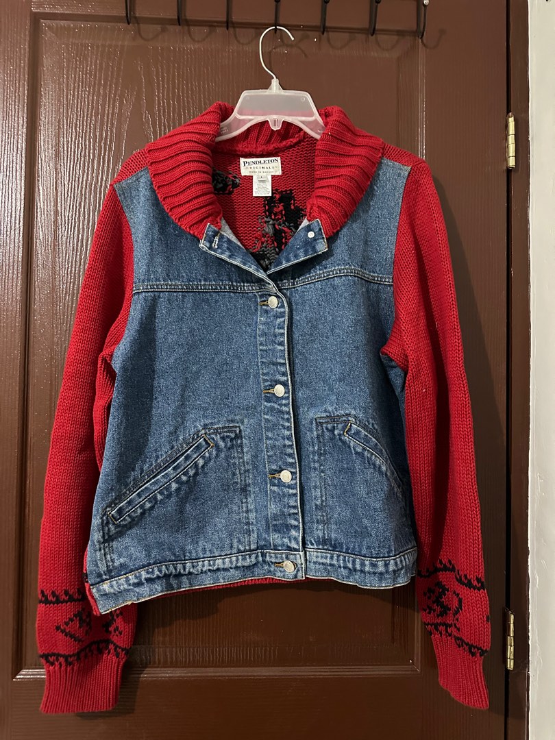 RARE Pendleton Denim x Knitted Winter Jacket Cardigan Sweater, Men's ...