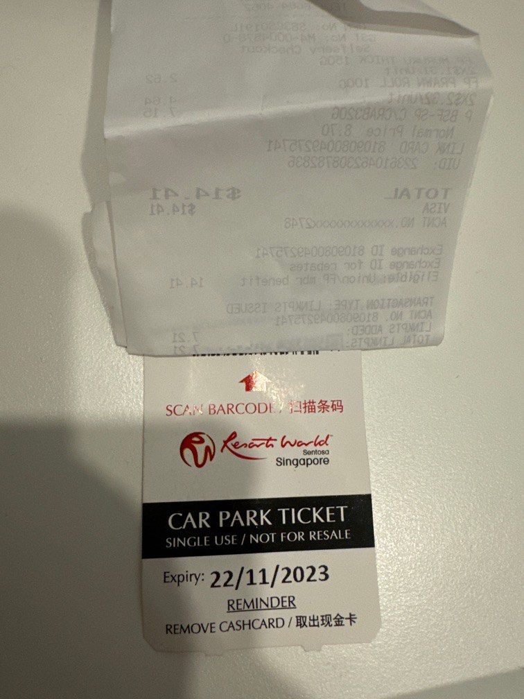 RWS Sentosa car park coupon - per entry use, Tickets & Vouchers, Local ...