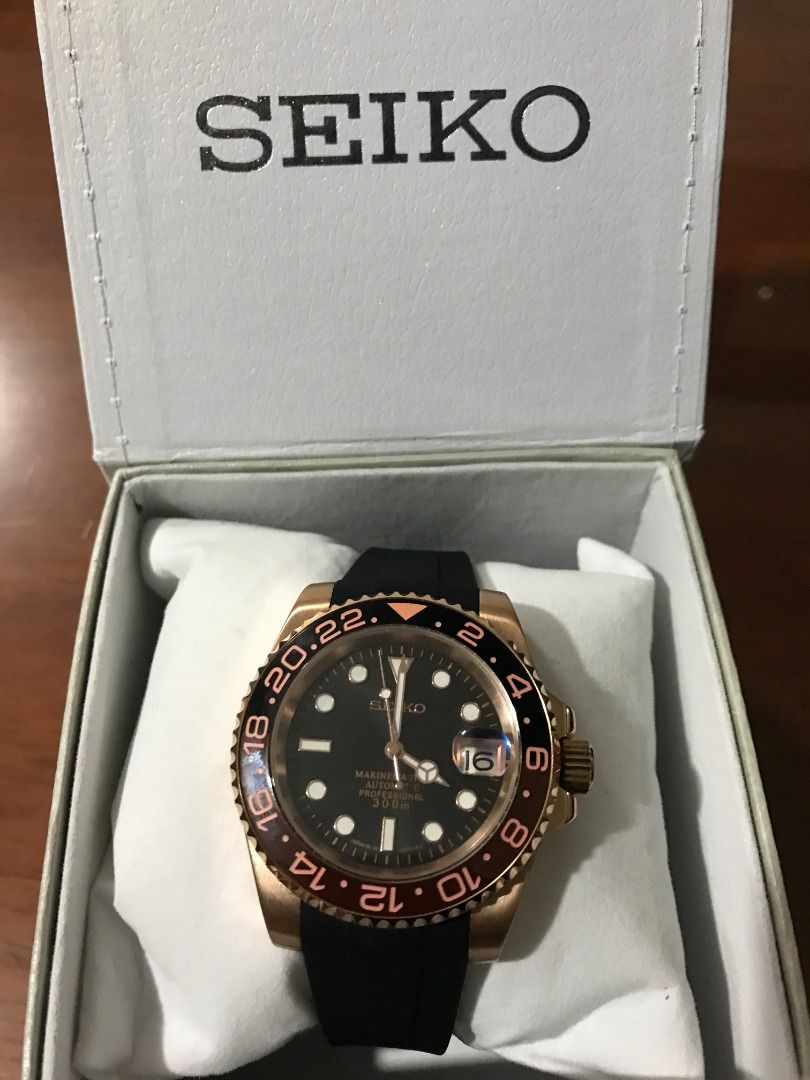 Seiko Rootbeer Oysterflex Submariner Mod (GMT look), Men's Fashion ...