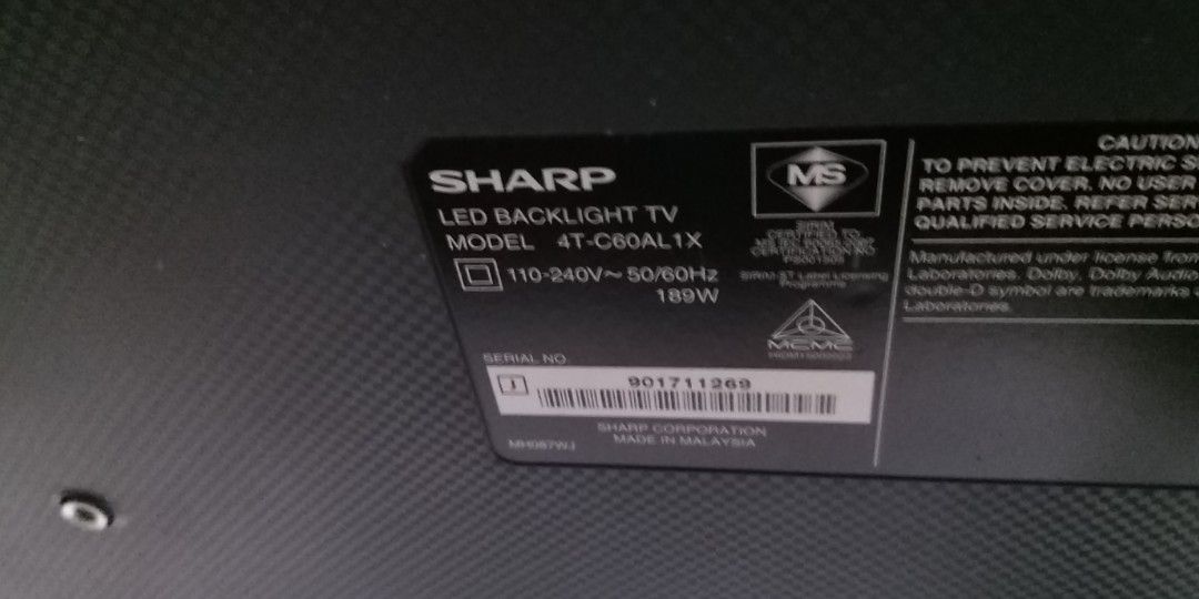 Sharp 4K UHD 60 inch TV, TV & Home Appliances, TV & Entertainment, TV on Carousell