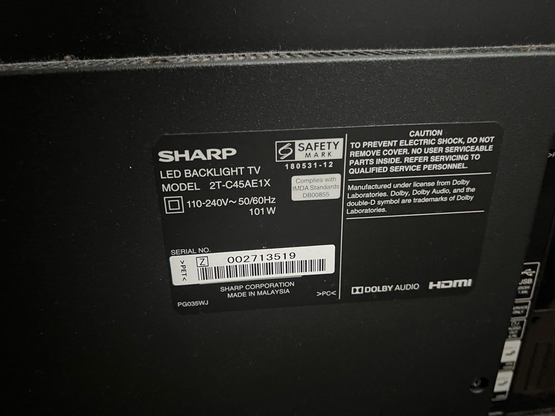 Sharp TV (screen spoiled), TV & Home Appliances, TV & Entertainment, TV ...