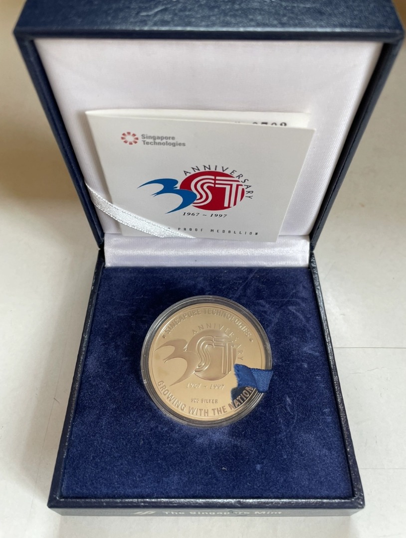 Singapore Technologies (ST) 30th Anniversary (1967-1997) Silver Coin ...