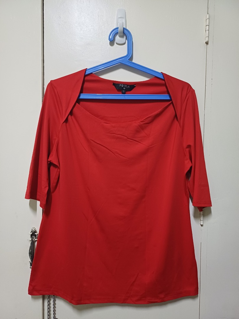 SM PRIMA Red Blouse, Women's Fashion, Tops, Blouses on Carousell
