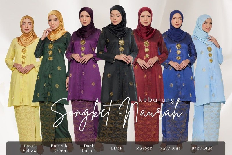 SONGKET KEBARUNG NAURAH, Women's Fashion, Muslimah Fashion, Baju Kurung ...