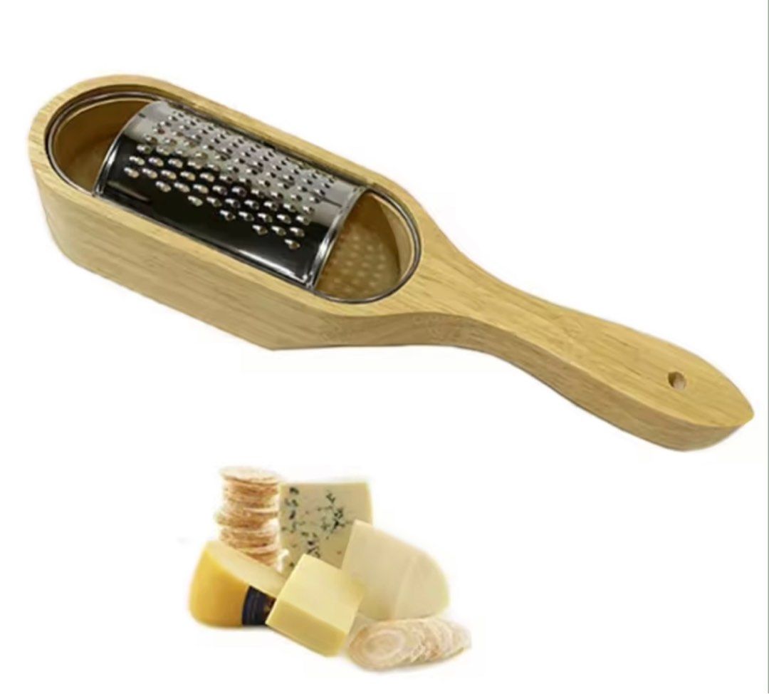 Stainless Steel Cheese Grater with Removable Acacia Wood Collector ...