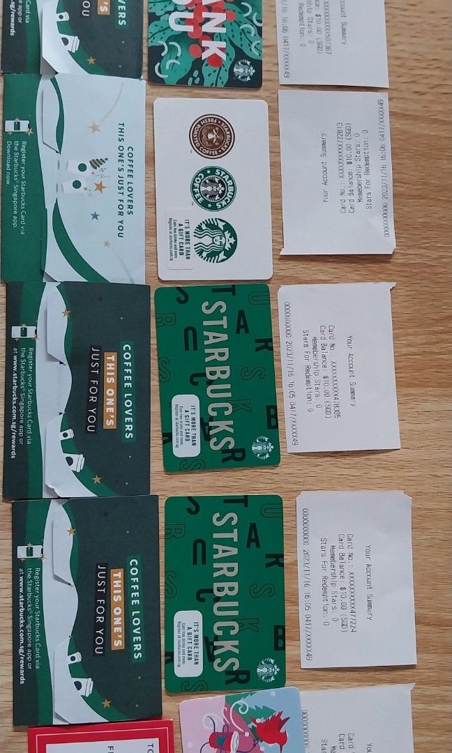 Starbuck cards 5 pcs, Tickets & Vouchers, Store Credits on Carousell