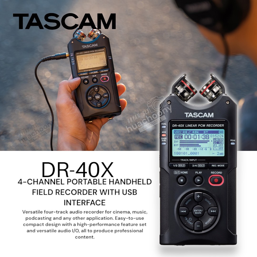 TASCAM DR-40X 4-Channel / 4-Track Portable Audio Recorder and USB ...