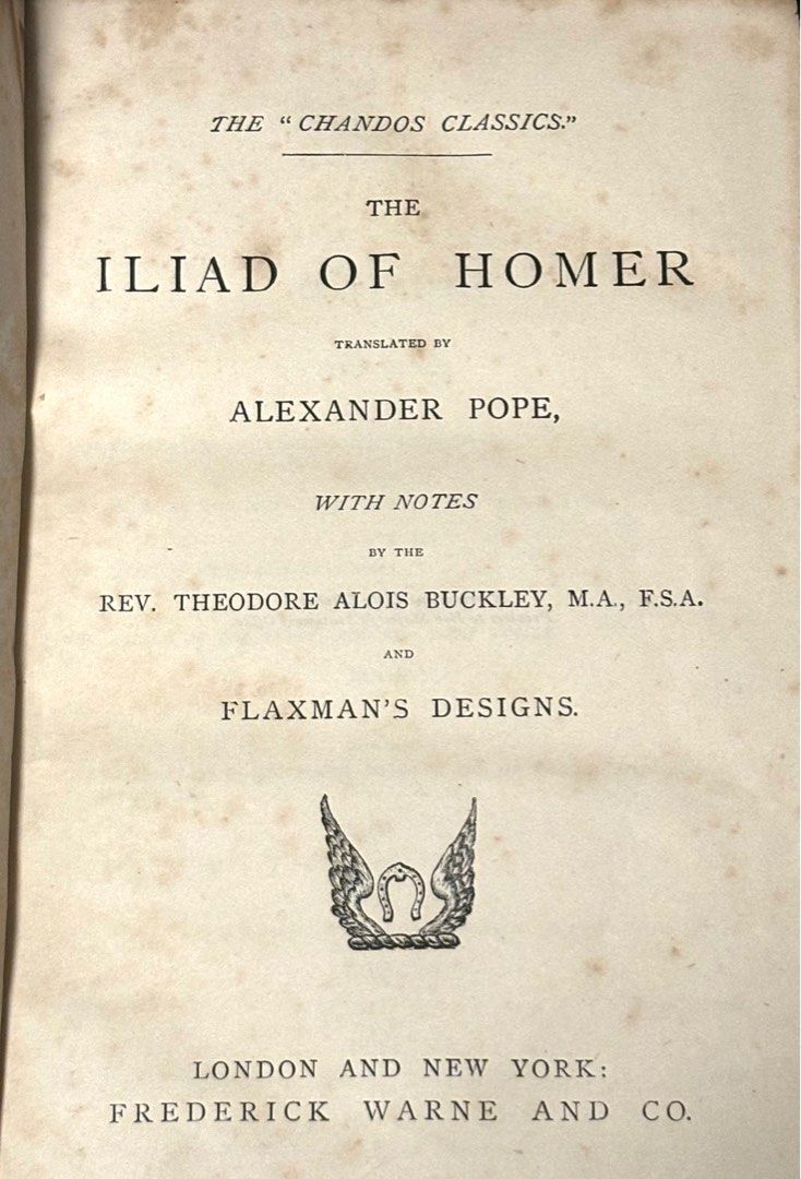 The Iliad of Homer translated by Alexander Pope (Antique book, yr. 1883 ...