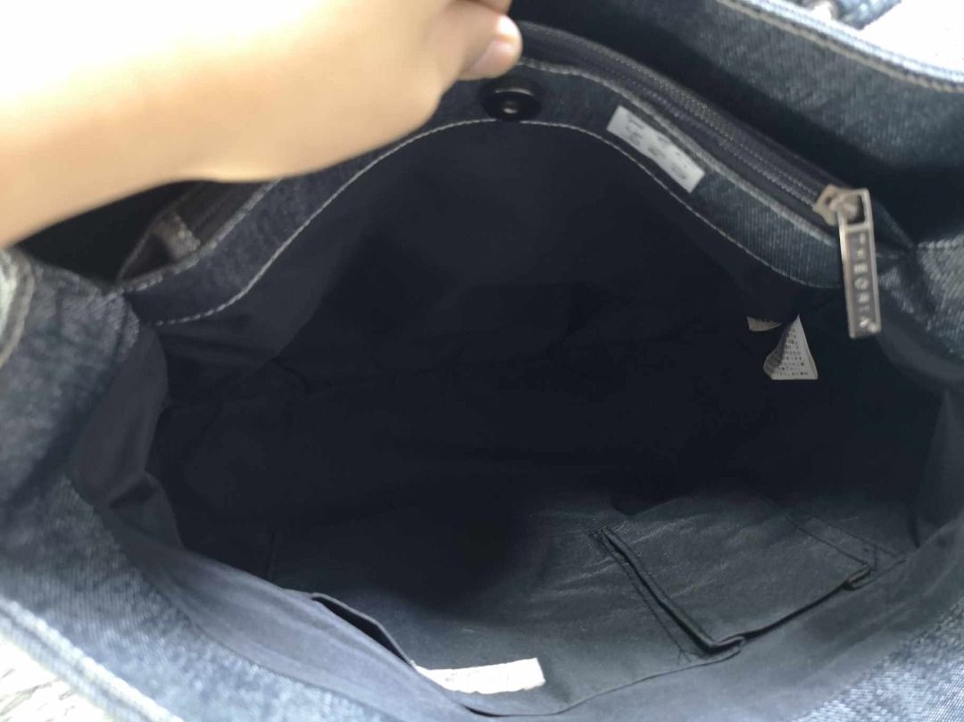 Theoria Black Denim Leather Tote Bag on Carousell