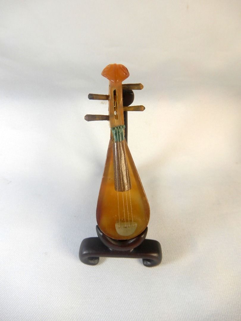 Vintage Chinese semi precious stone miniature musical string ...
