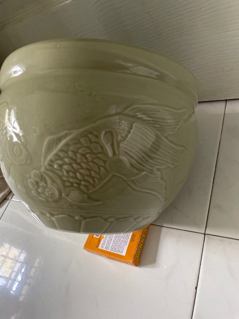 Vintage Green Gold Fish Bowl, Furniture & Home Living, Home Decor ...
