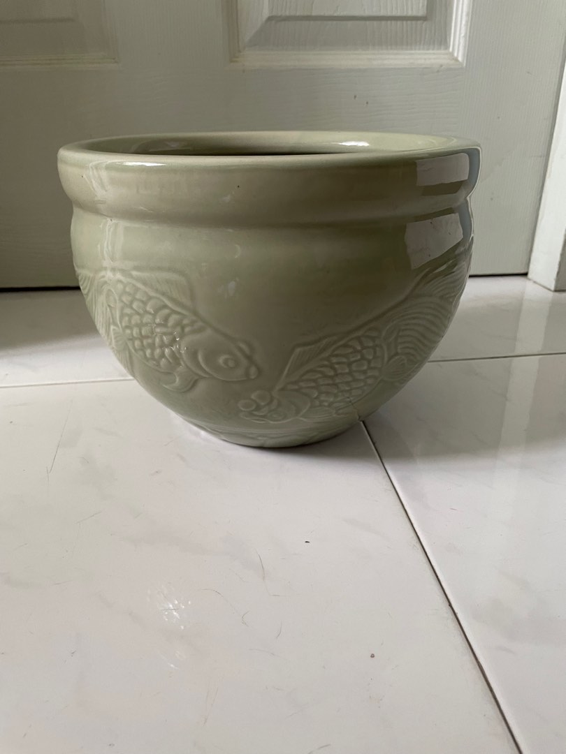 Vintage Green Gold Fish Bowl, Furniture & Home Living, Home Decor ...