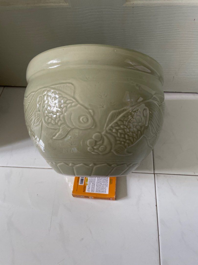 Vintage Green Gold Fish Bowl, Furniture & Home Living, Home Decor ...