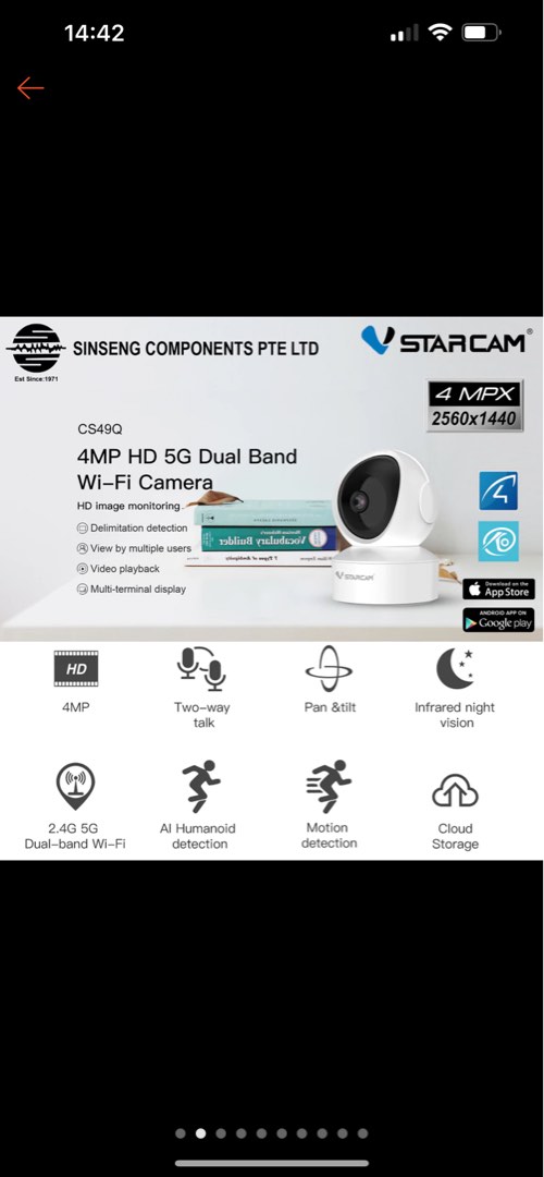 VStarcam CS49Q 4MP 2.4/5G Wireless IP Camera CCTV (APP:Eye4/O-KAM)[Order Model:CS49Q], Computers ...