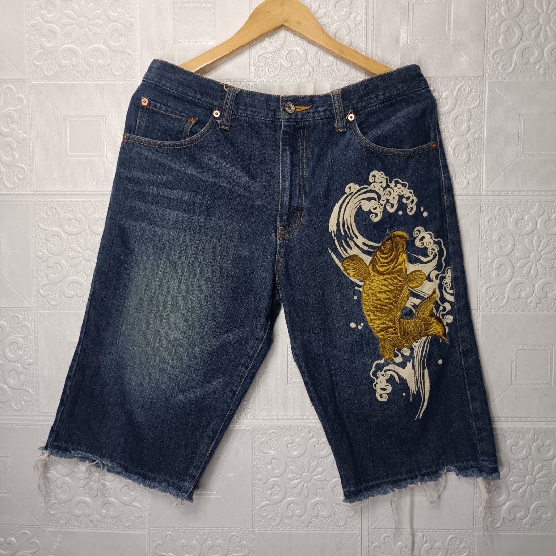 VTG Y2K JAPANESE EMBROIDERED CUSTOM JORTS, Men's Fashion, Bottoms ...