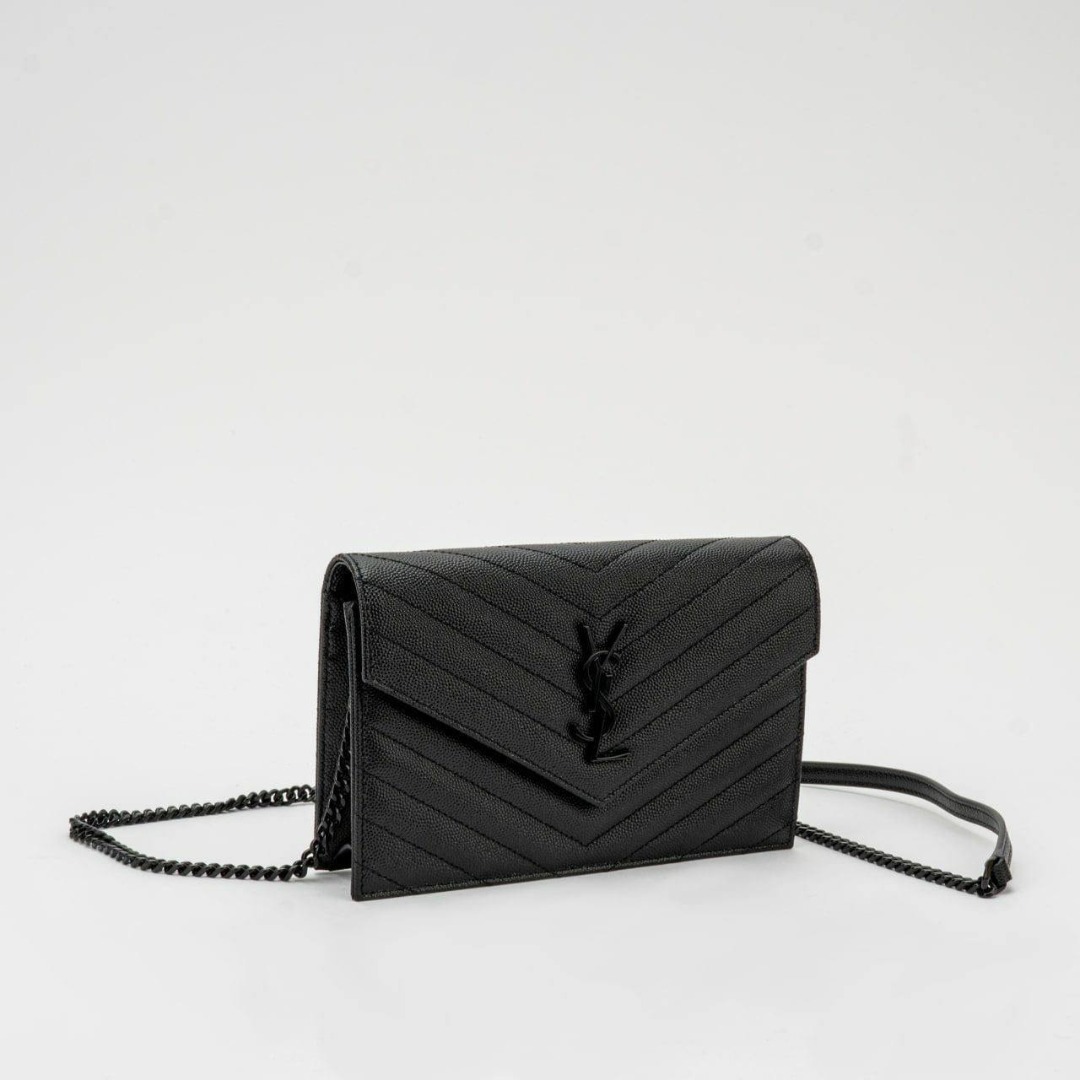 YSL Saint Laurent WOC Wallet on Chain 19cm All Black lv, Barang Mewah ...