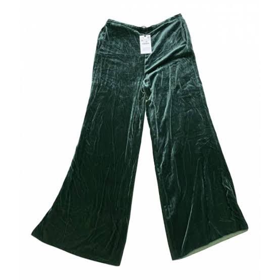 Zara Trafaluc - Green Velvet Trousers, Fesyen Wanita, Pakaian Wanita ...