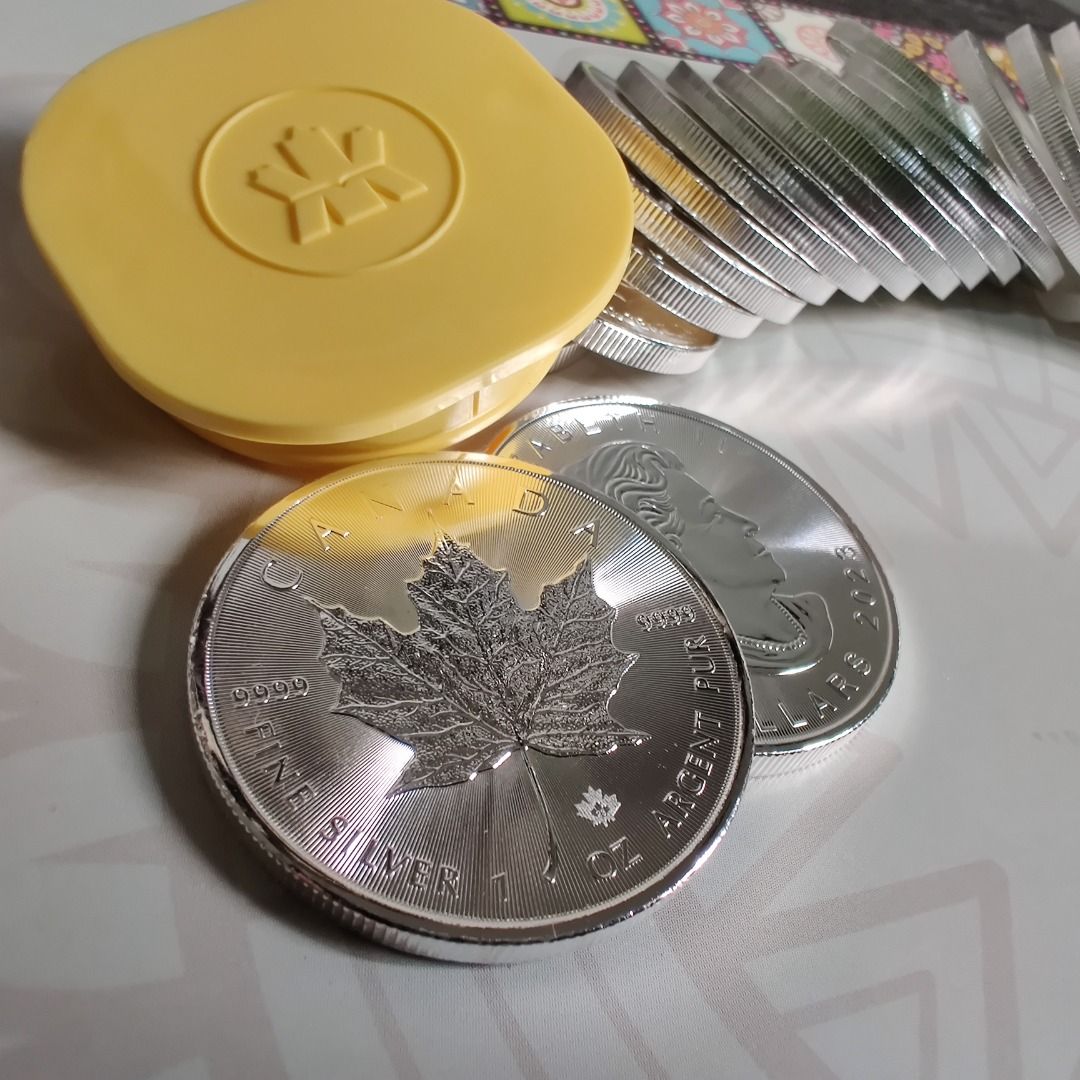 1 oz Canada Maple Leaf 999.9 Silver Coins in 25-coin Tubes, Hobbies ...