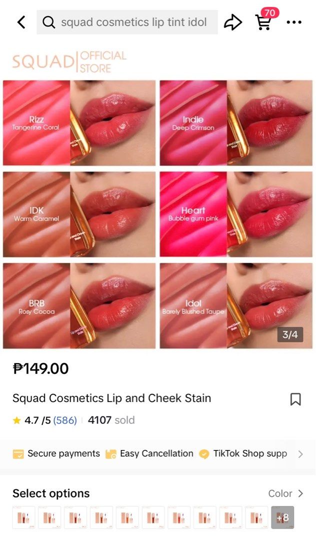 (98%) Squad Cosmetics Lip and Cheek Stain Killa, Beauty & Personal Care ...