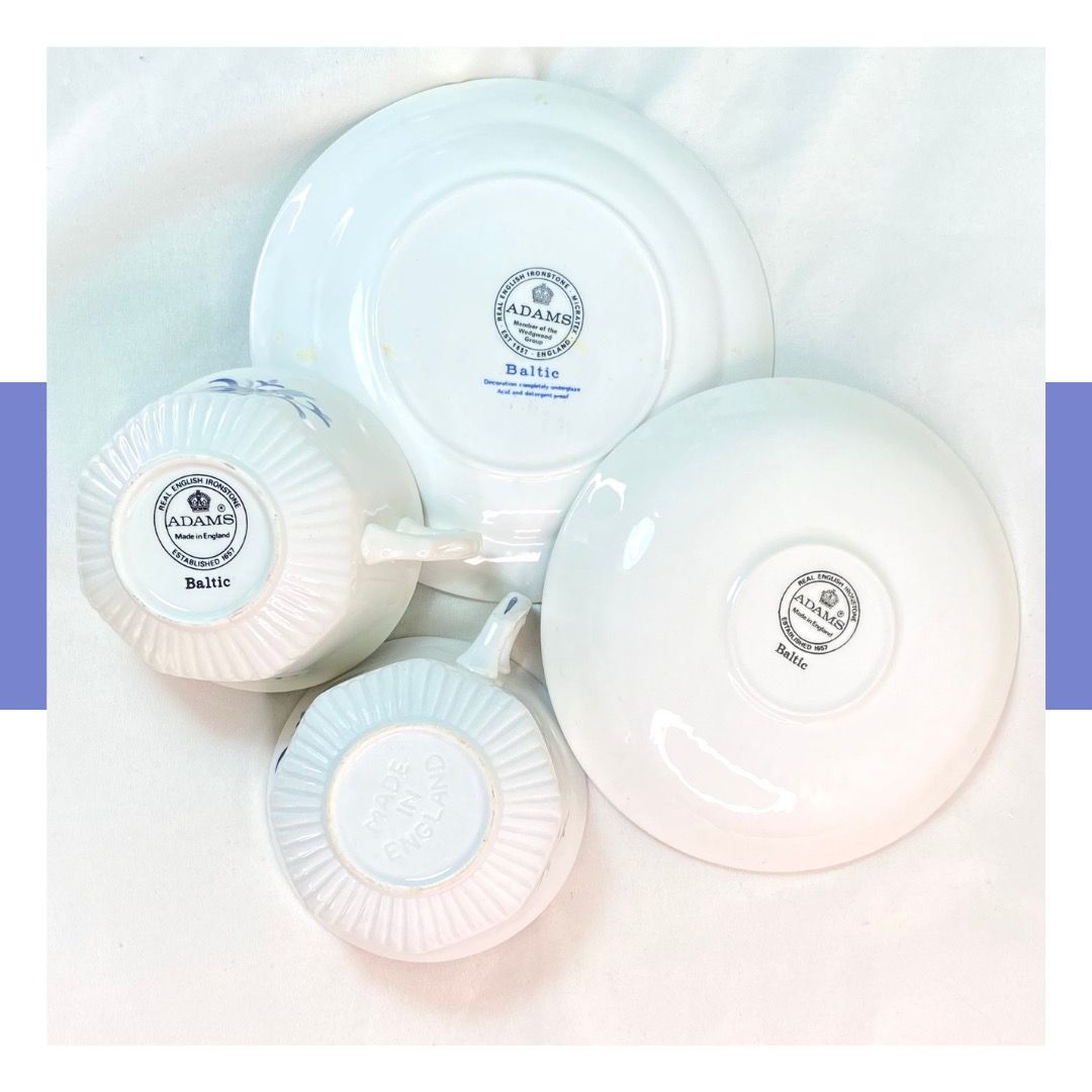 Adams Baltic Rose Ironstone with Blue Flowers and Blue Pattern on the ...