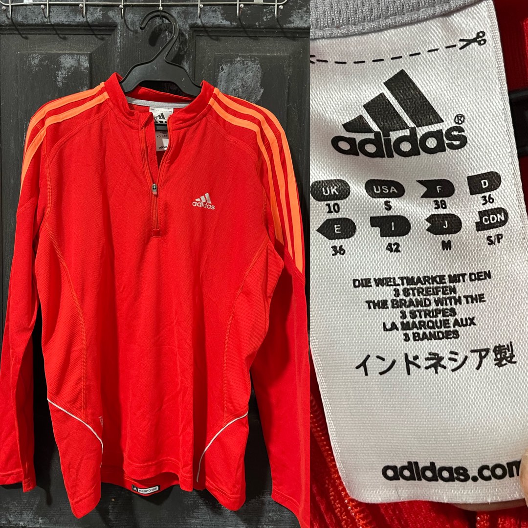 Adidas Red Tracksuit Top, Men's Fashion, Activewear on Carousell