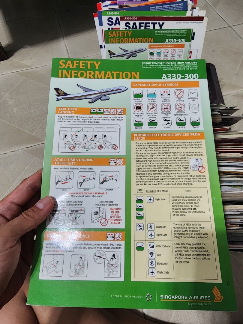 Airline Safety Cards ONLY $1 each *incl. RARE / Vintage / Retired ...