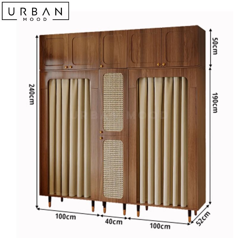 ALNA Modern Solid Wood Rattan Wardrobe, Furniture & Home Living ...
