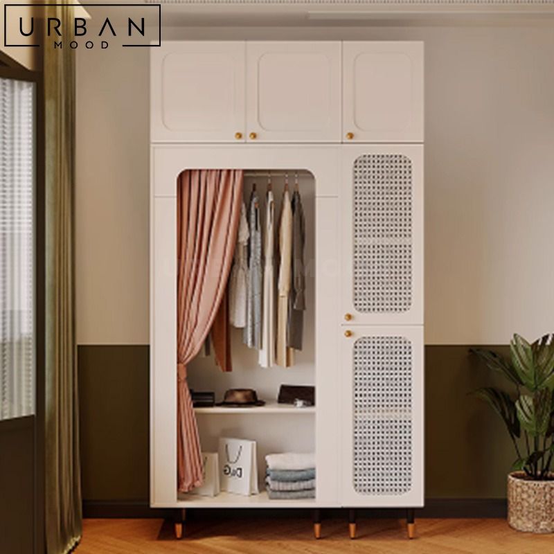 ALNA Modern Solid Wood Rattan Wardrobe, Furniture & Home Living ...
