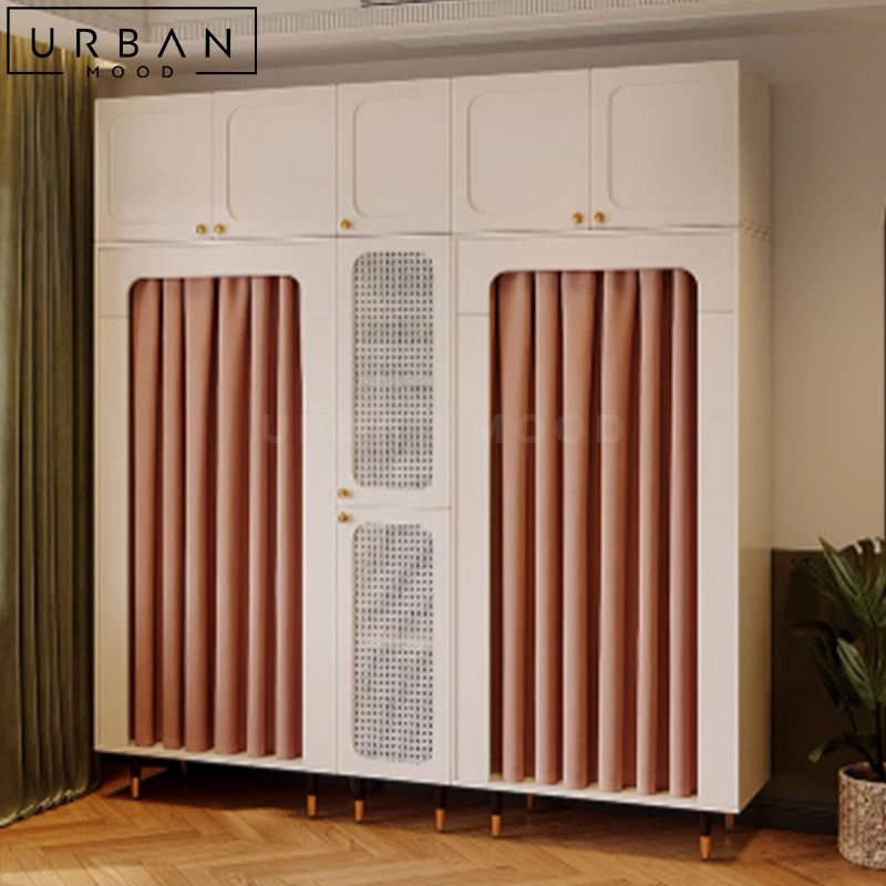 ALNA Modern Solid Wood Rattan Wardrobe, Furniture & Home Living ...
