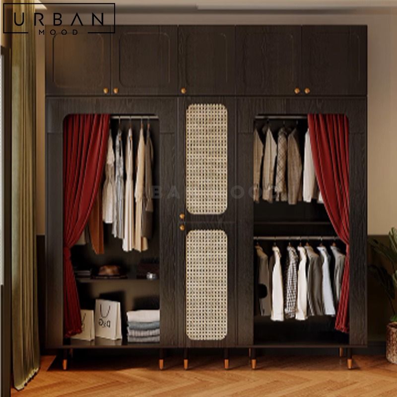 ALNA Modern Solid Wood Rattan Wardrobe, Furniture & Home Living ...