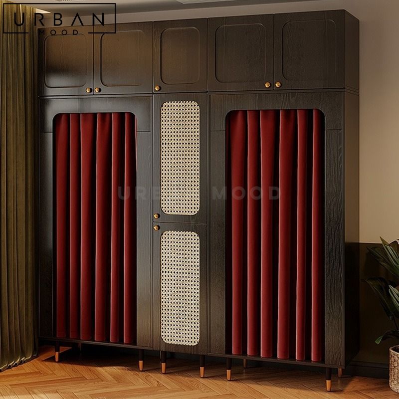 ALNA Modern Solid Wood Rattan Wardrobe, Furniture & Home Living ...