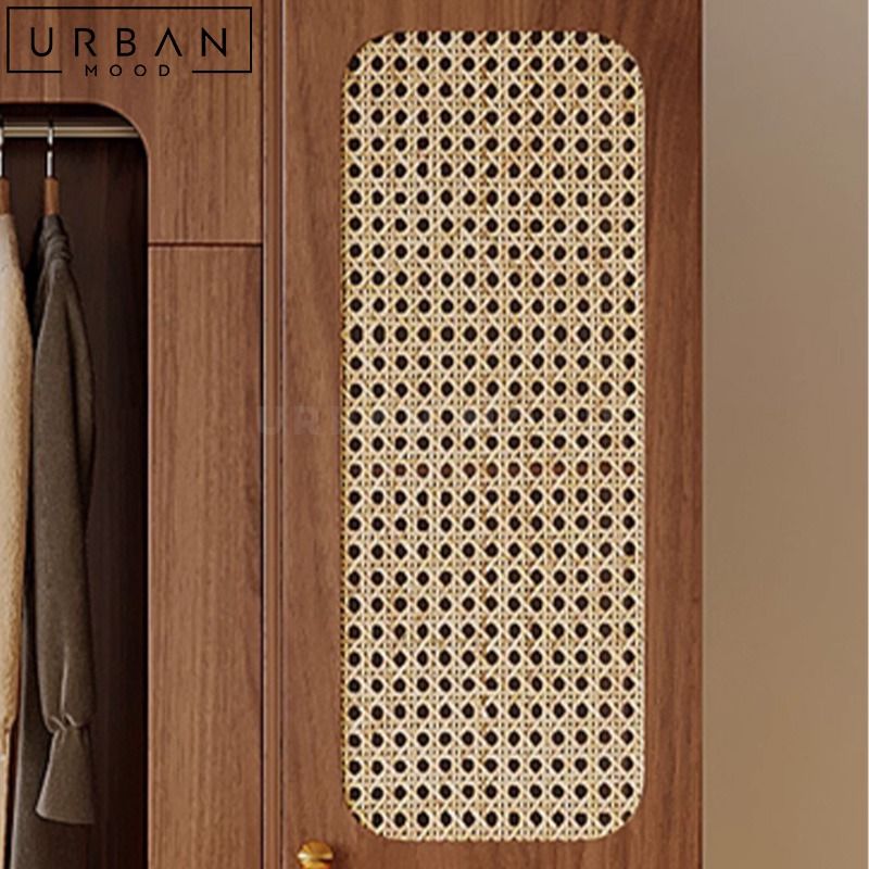 ALNA Modern Solid Wood Rattan Wardrobe, Furniture & Home Living ...