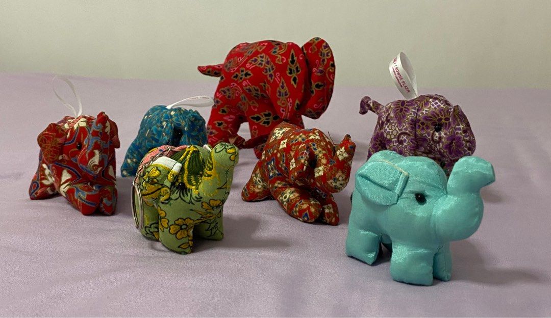 Assorted Collectible Thai Silk Mini Elephant Plush Soft Toys from ...