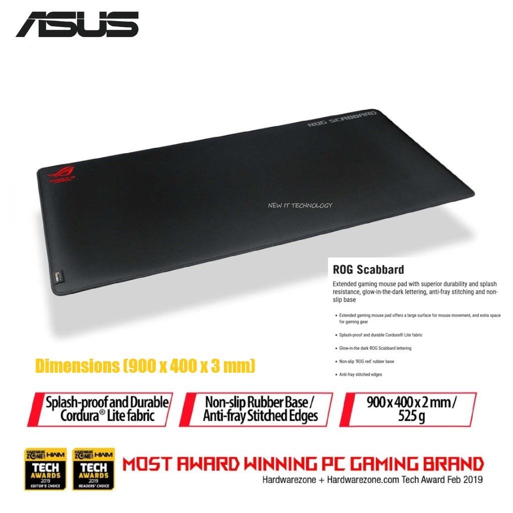 ASUS ROG Hone Ace Aim Lab Edition & Scabbard II Extra-Large Gaming Mousepad with Anti-fray Slip ...