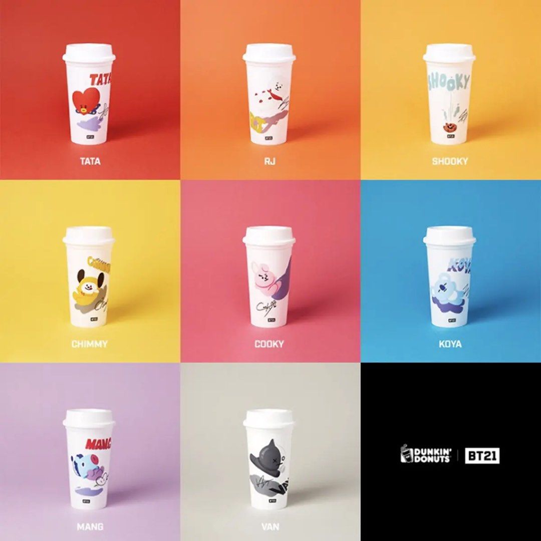 BT21 x Dunkin Donuts Reusable Cup, Furniture & Home Living, Kitchenware & Tableware, Water ...