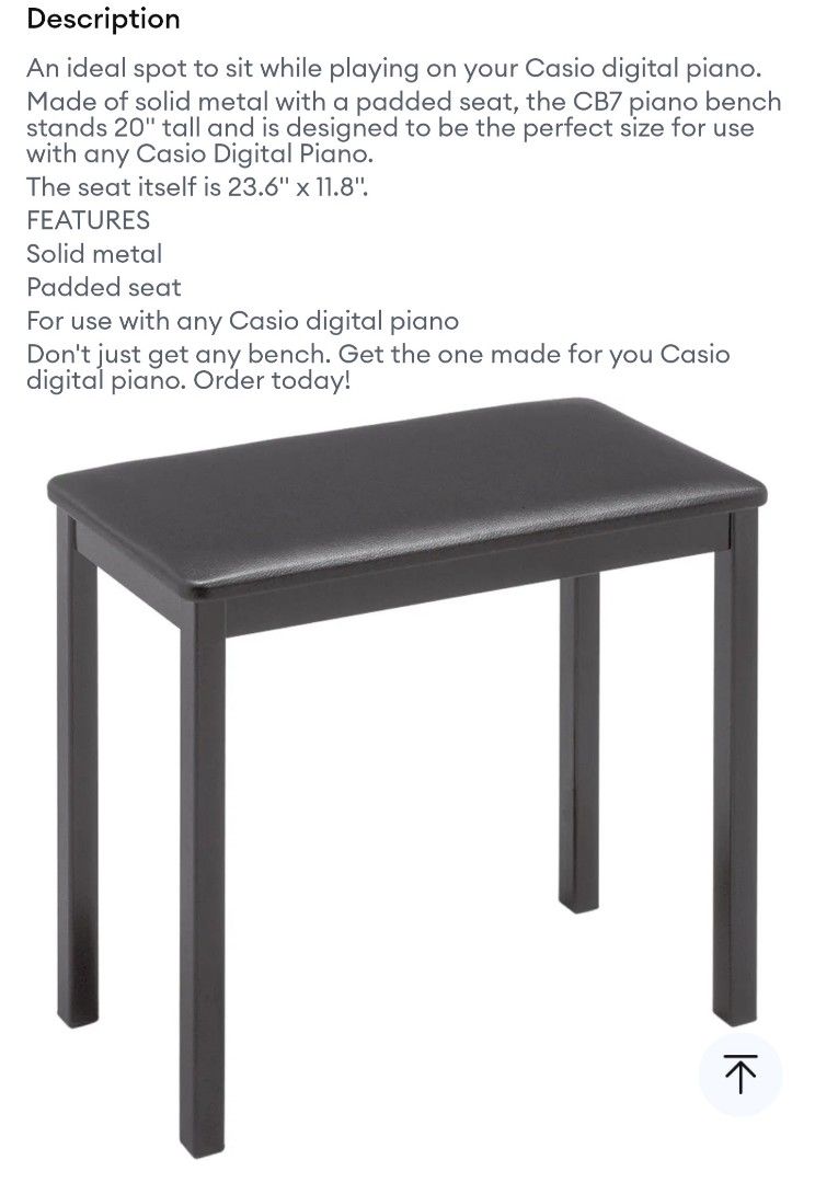 Casio authentic digital piano chair, Furniture & Home Living, Furniture ...