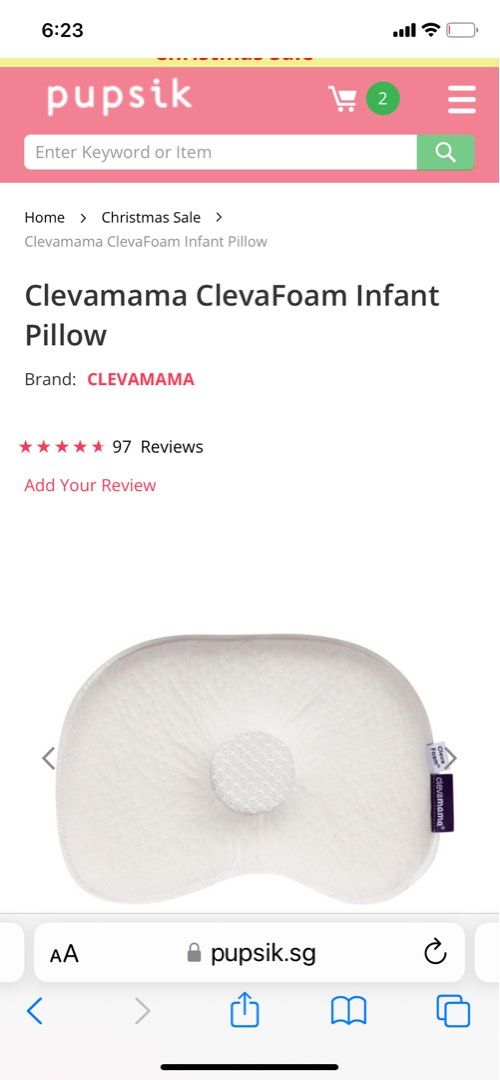 Clevamama ClevaFoam Infant Pillow, Babies & Kids, Baby Nursery & Kids ...