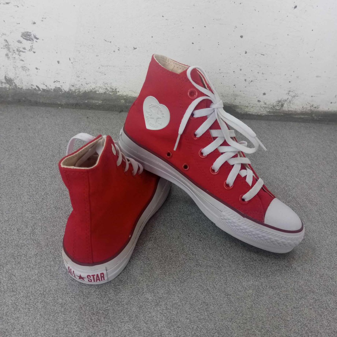 CONVERSE ALL STAR HEART PATCH High Cut in Red LTD, Women's Fashion ...