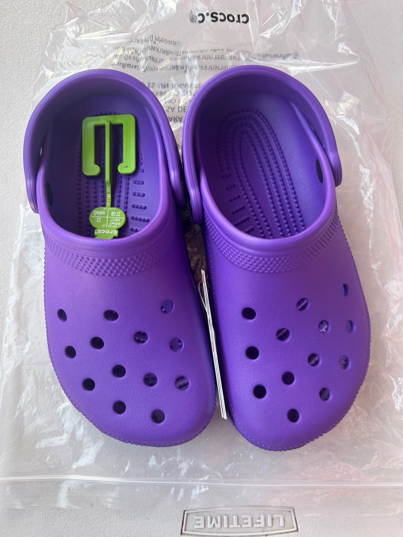Crocs classic neon purple, Women's Fashion, Footwear, Slippers and ...