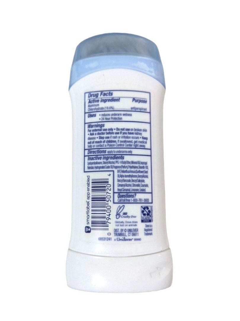 Dove Invisible Solid Antiperspirant Deodorant Stick, Powder 74g, Beauty ...