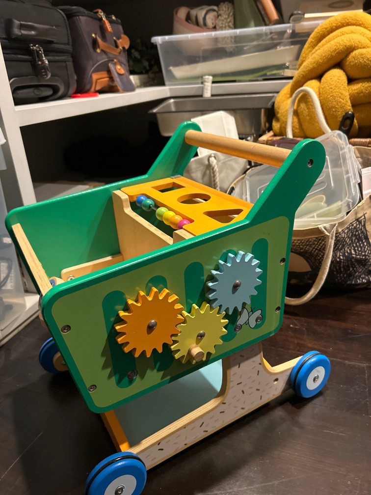 Early Learning Centre Wooden Shopping Trolley Walker, Babies & Kids ...