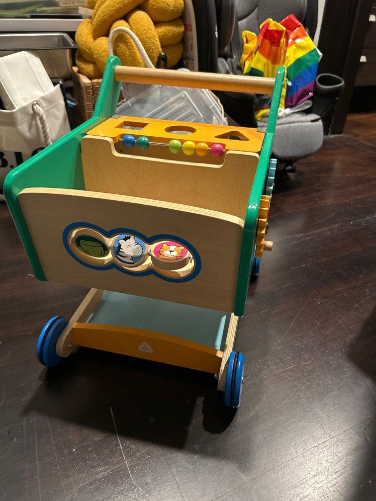 Early Learning Centre Wooden Shopping Trolley Walker, Babies & Kids ...