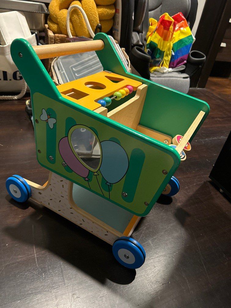 Early Learning Centre Wooden Shopping Trolley Walker, Babies & Kids ...