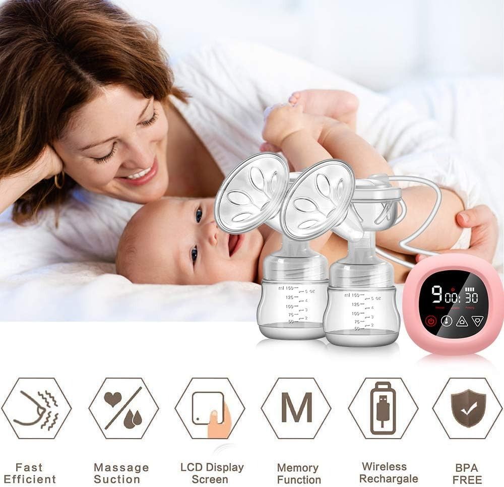 Electric Breast Pump, NEKAN Double Breast Pumps Portable Dual Suction ...