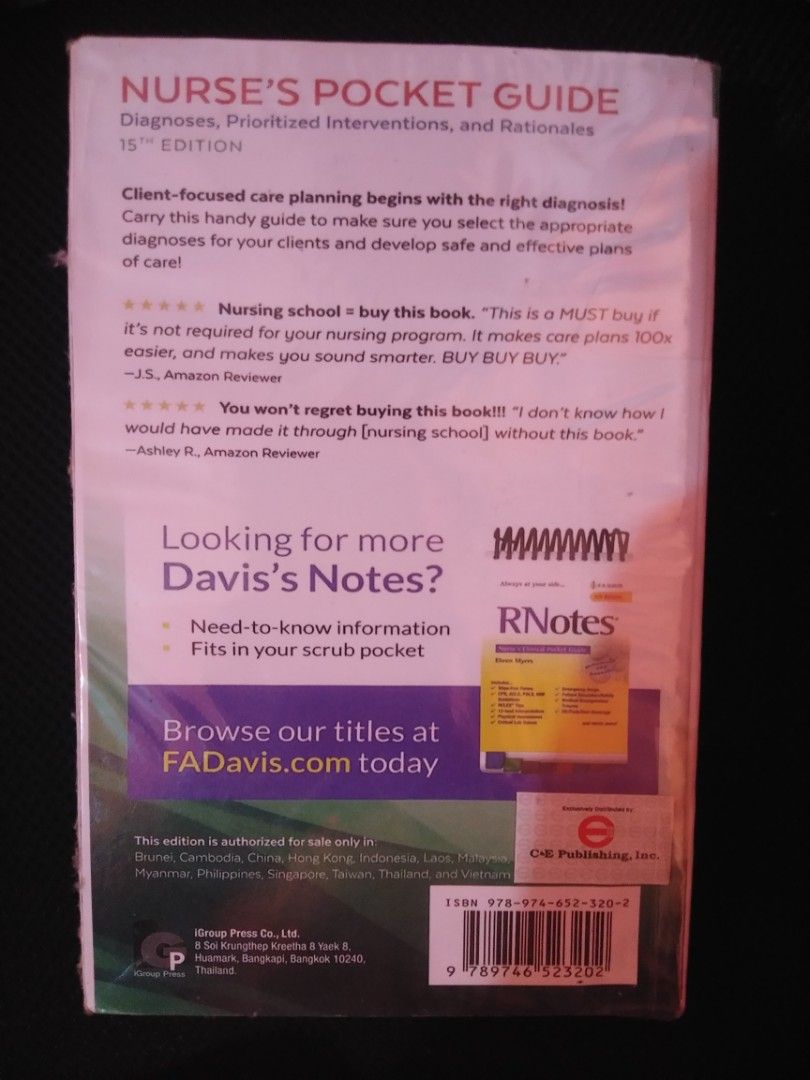 F.A. Davis Nurses Pocket Guide 15 ed, Hobbies & Toys, Books & Magazines ...