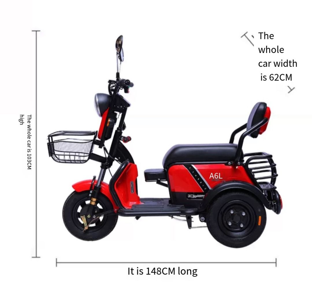 Family-Friendly Electric Tricycle with Three Wheels, maximum power of ...