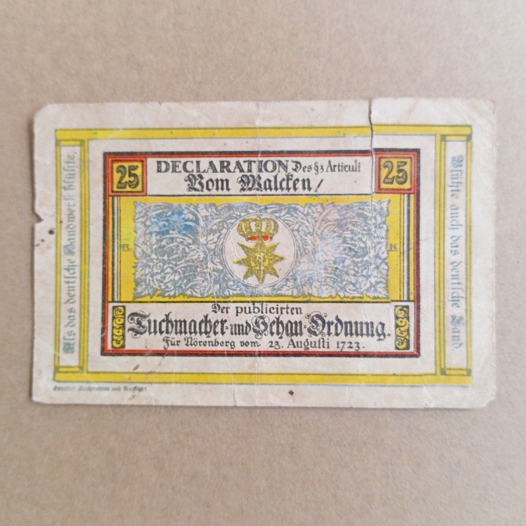 German Bank note 25 Pfennig Weimar Republic 1921, Antik, Uang Lama di ...