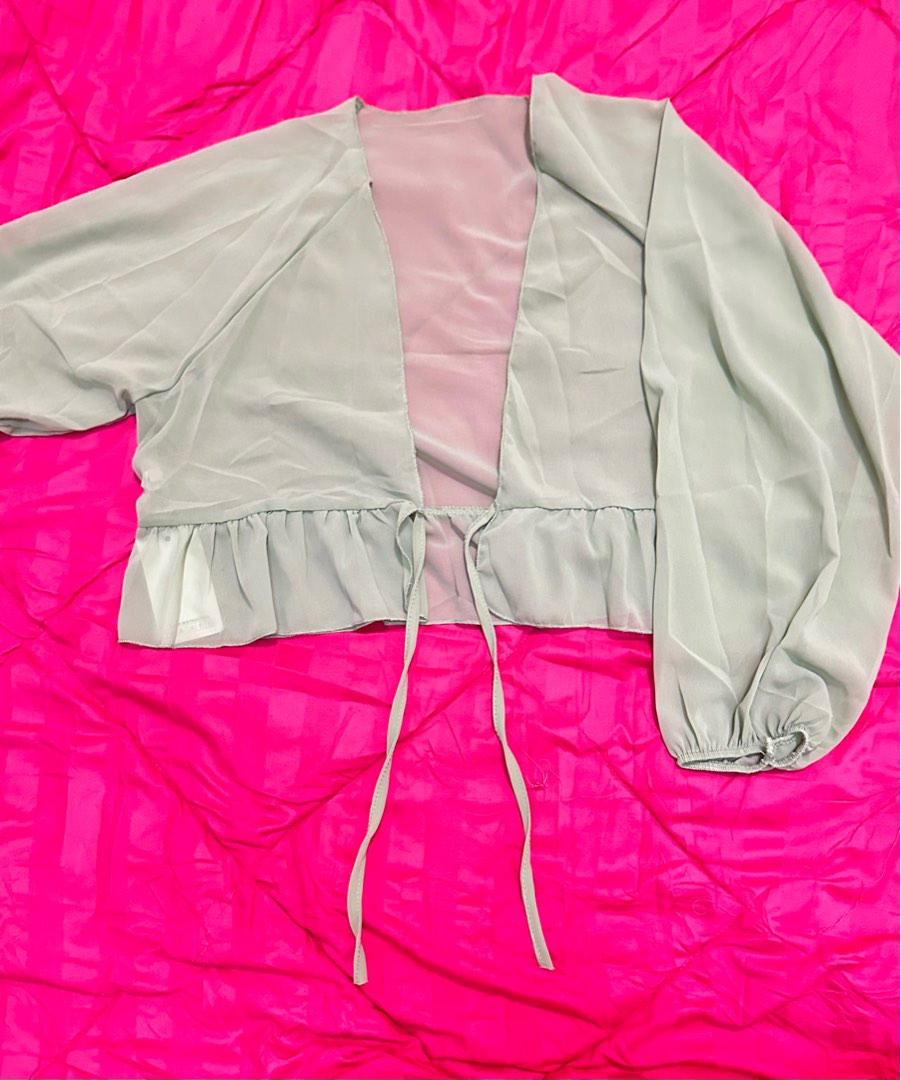 Green Sheer Crop Top Cardigan Womens Fashion Coats Jackets And Outerwear On Carousell