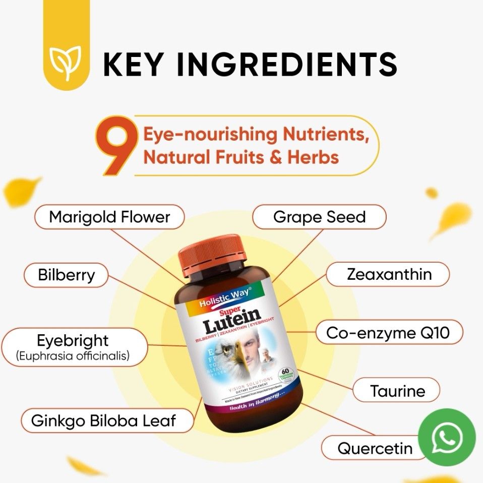 Holistic Way Super Lutein *60 Vegetarian Capsules Manufactured in New ...