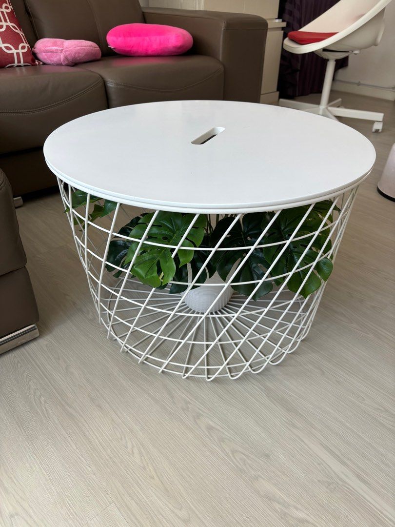 IKEA KVISTBRO Round Storage Coffee Table, Furniture & Home Living ...